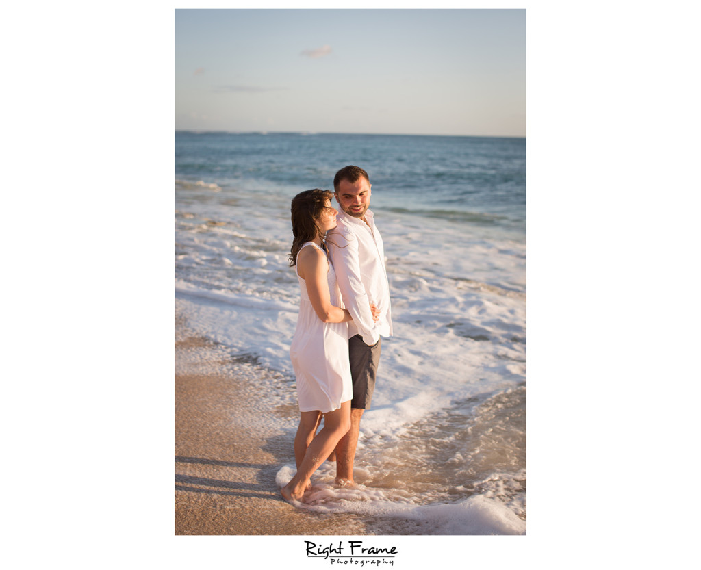 Romantic Sunset Beach Engagement Photography Oahu Hawaii Right Frame