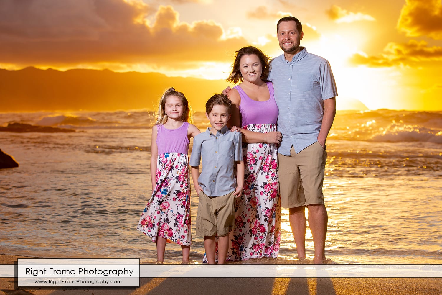 Sunset Oahu Family Photography at Papailoa Beach, Hawaii
